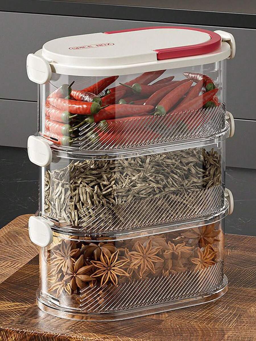 Spice Storage Box, Onion Garlic Ginger Condiment Jars, Stackable ...