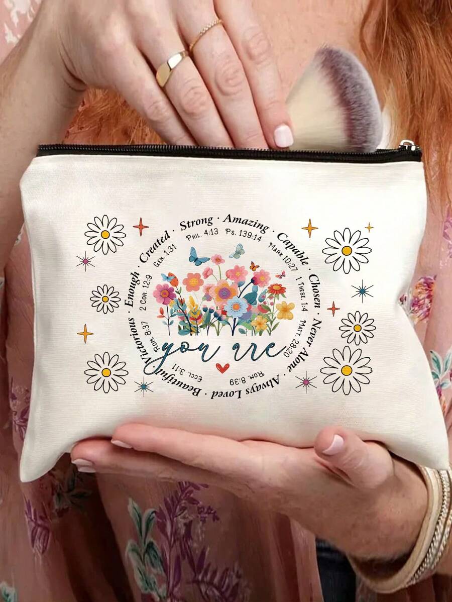 Cosmetic Bag With Inspirational Quotes - Non-Waterproof, Fragrance-Free ...