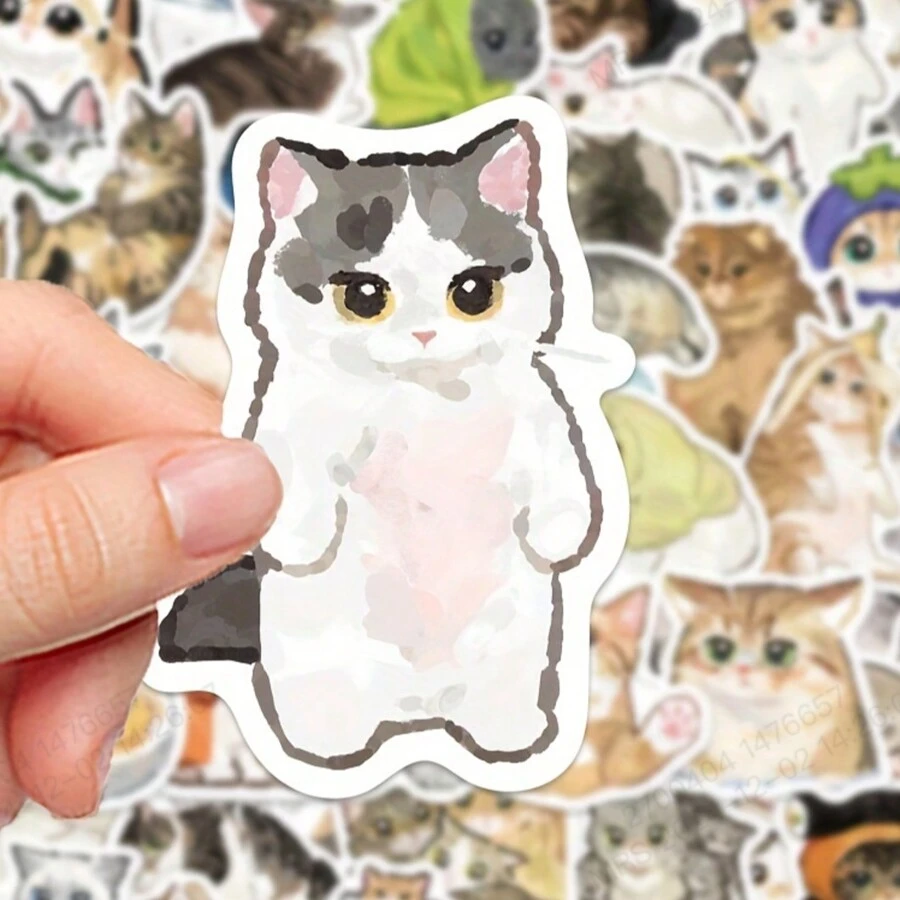Cute Cartoon Cat Sticker Set, Suitable For Stationery, Books, Laptops ...