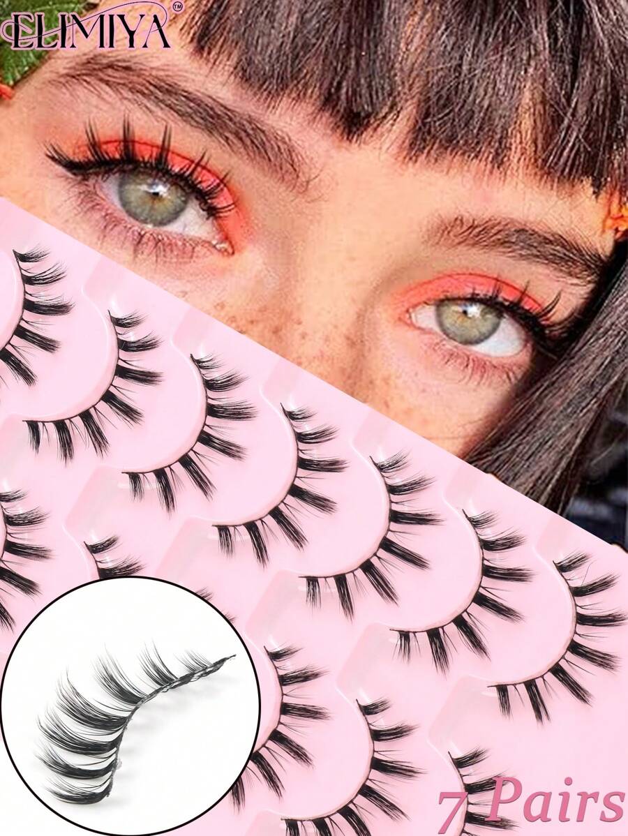 7 Pares De Pestañas Postizas 3d Naturales Y Suaves De 14 Mm Para Ojos