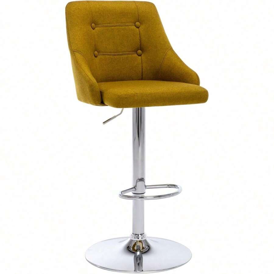 Bar Stool With Back, Adjustable Fabric Tufted Barstool, Upholstered ...