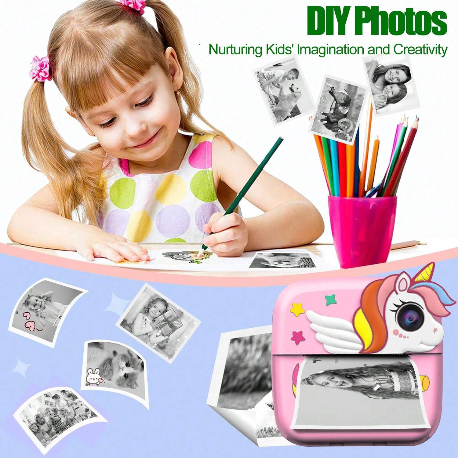Kids Camera Instant Print, Kids Camera For Girls, Screen Kids Digital ...