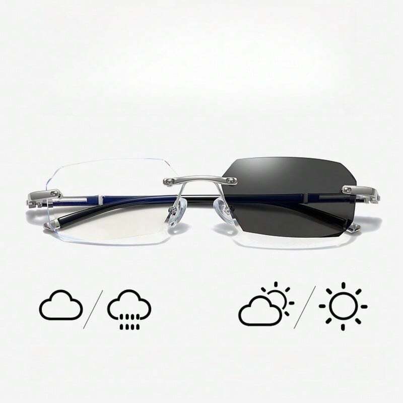 1pc 2024 New Fashion Diamond-Cut Rimless Eyeglasses. Anti-Blue Light ...