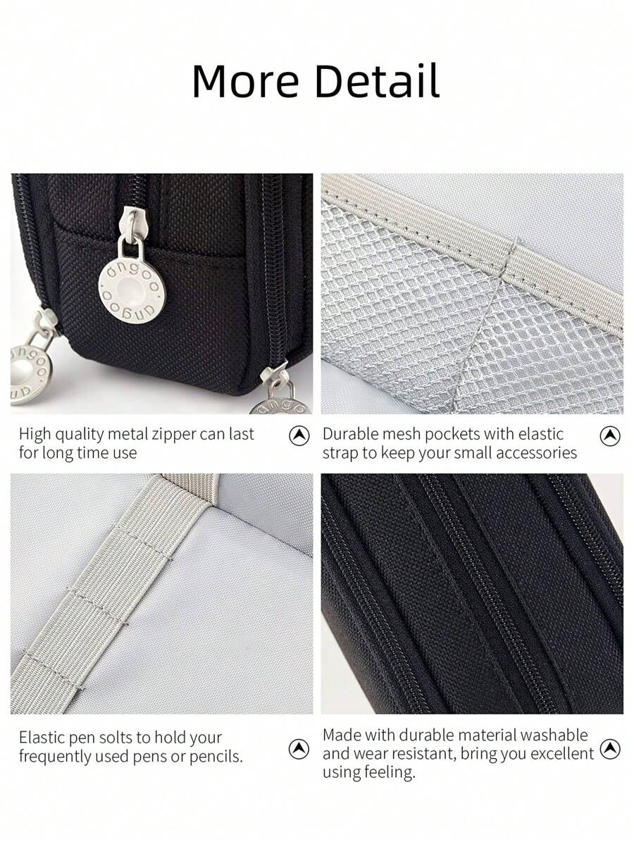 Angoo דו-צדדית פתוחה שקית עט קלמר צבע אחיד 3 תאים כיס כיס אחסון לבית ...