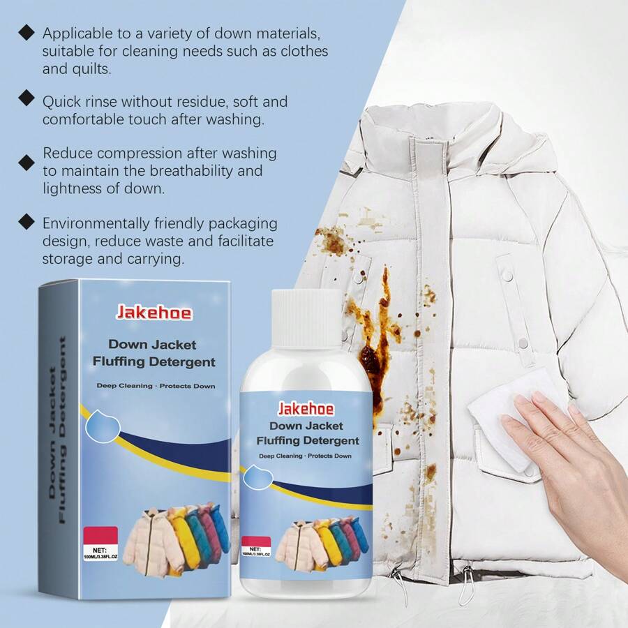 חומר ניקוי מעיל פוך Jakehoe קל שאינו מגרה ניקוי הסרת כתמים כביסה רכה ...