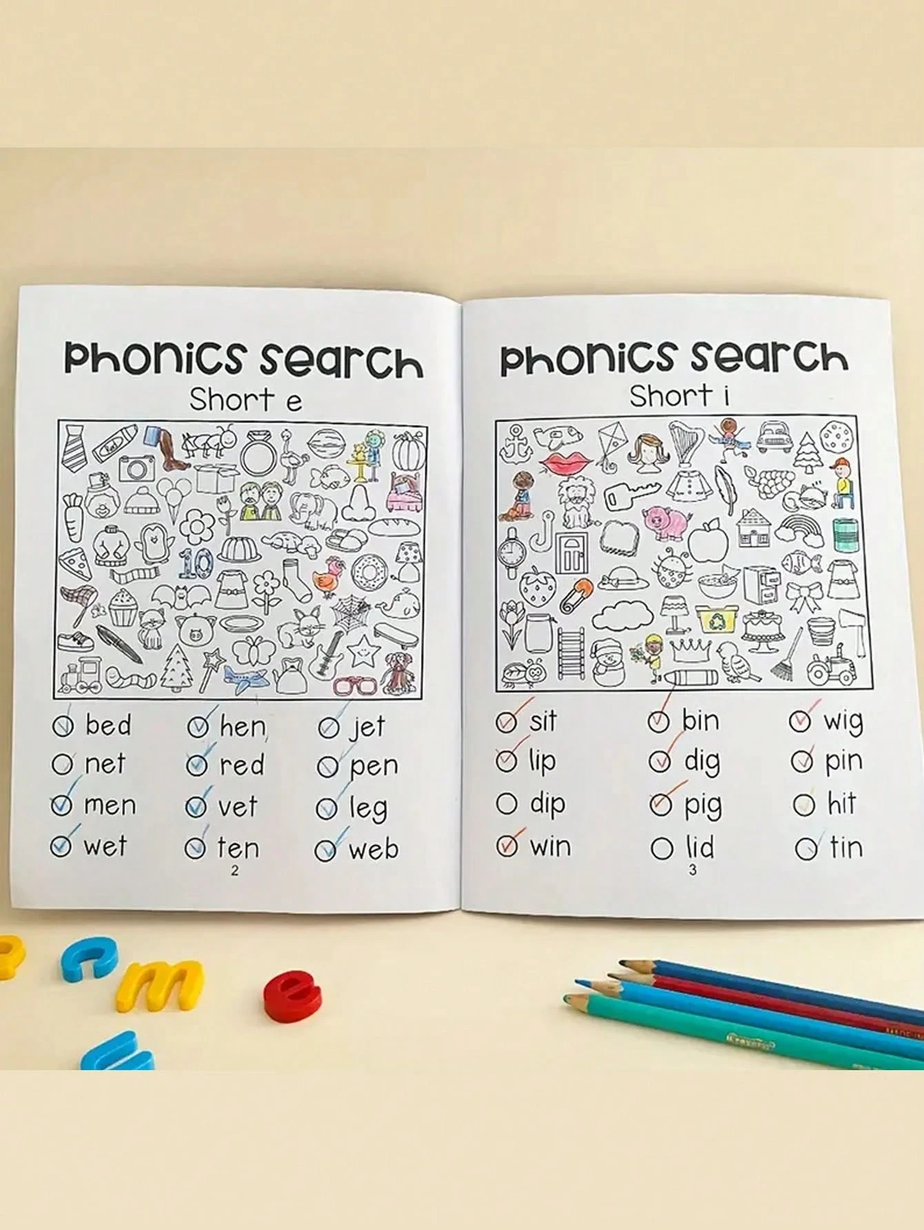 43 Pages Beginner Phonics Workbook - CVC Word Reading And Matching ...