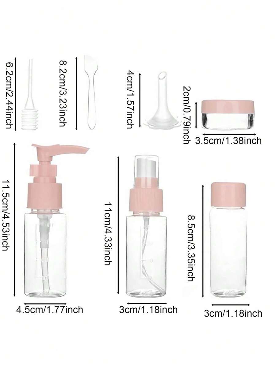 Juego de botellas recargables para viajes con spray, loción, champú, gel de ducha, tubos y ...