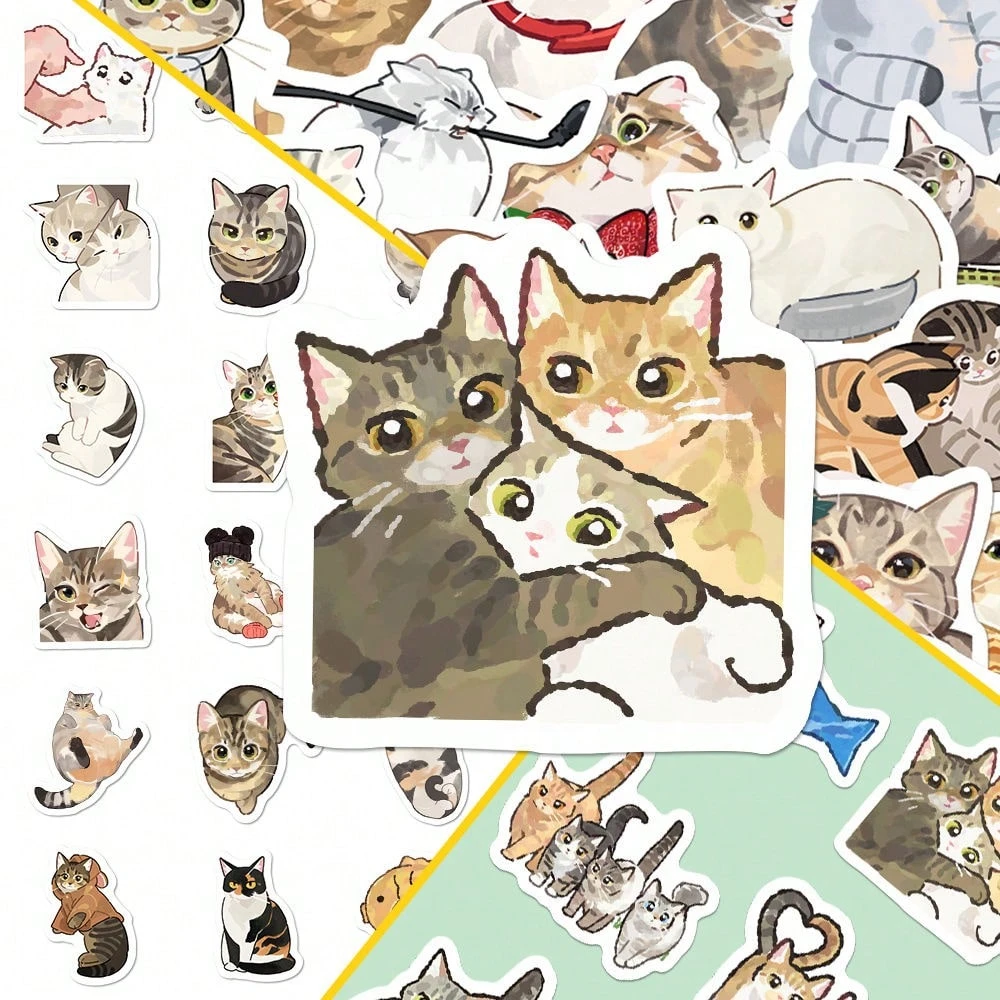 Cute Cartoon Cat Sticker Set, Suitable For Stationery, Books, Laptops ...