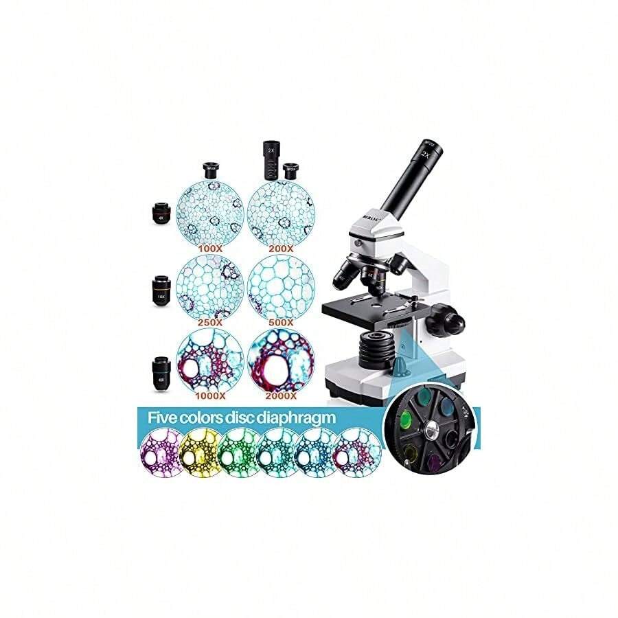 BEBANG 100X-2000X Microscope For Adults With Microscope Slides Kit ...