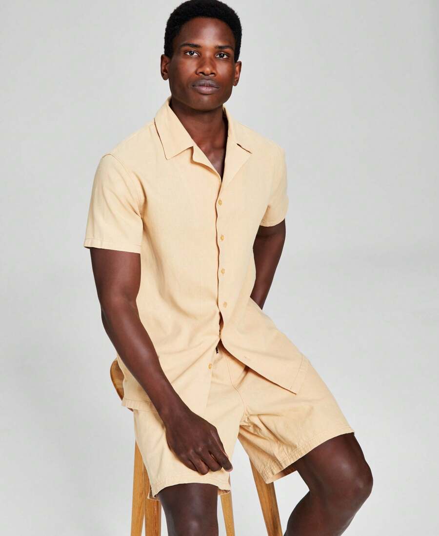Men's Classic-Fit Button-Down Camp Shirt | SHEIN USA