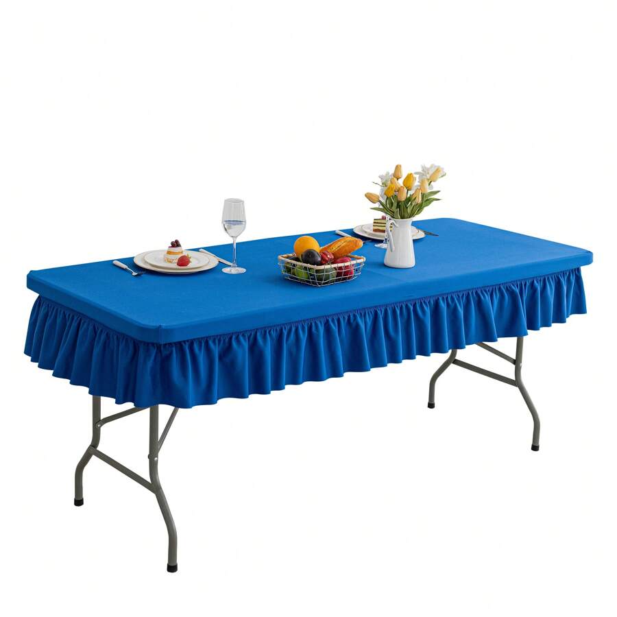 1pc Waterproof & Stain-Resistant Elastic Tablecloth, Navy Blue ...