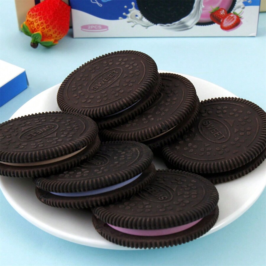 2pcs Sandwich Biscuit Eraser Simulation Food Biscuit Eraser Sassafras ...