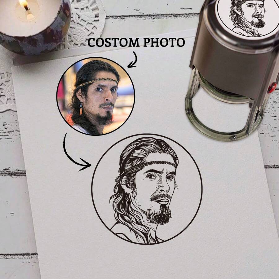 Custom Portrait Stamp From Photo, Face Stamp, Hand-Drawn Portrait Stamp ...