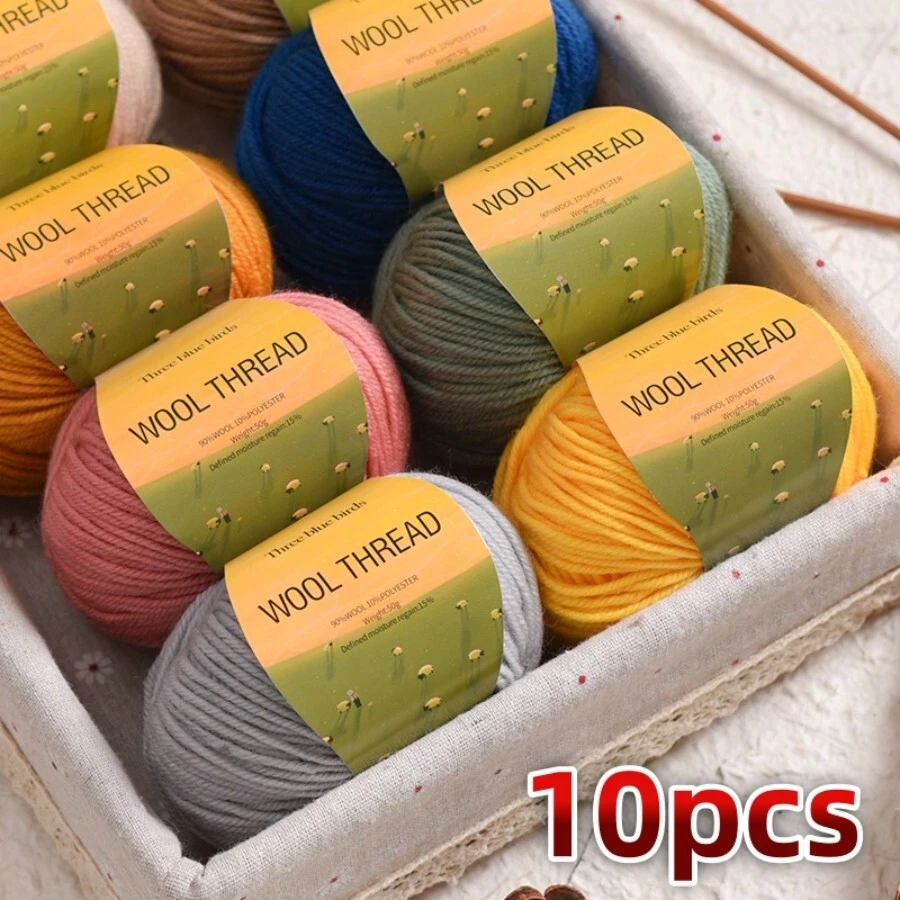 10 Skeins Medium Thickness Knitted Yarn, Suitable For Handmade Knitting ...