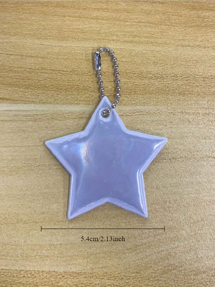 5/10/20PCS PVC Reflective Star Keychains, Reflective Pentagon Star ...