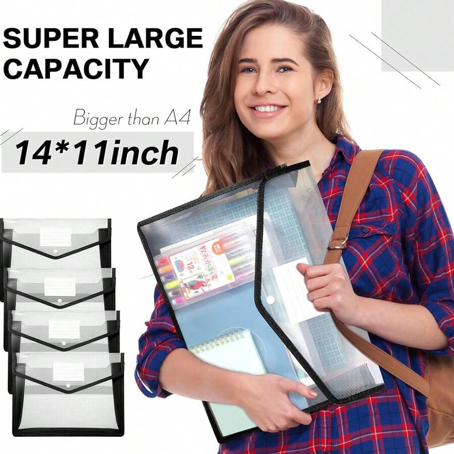 Plastic File Folders, Pack Of 5 Expandable Envelope File Organizers ...