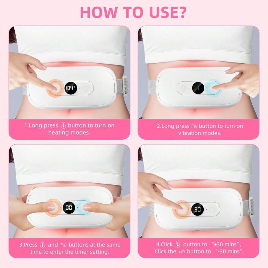 Portable Heating Pad Period Cramps: 30-60 Min Timer 6 Heat Levels & 6 ...