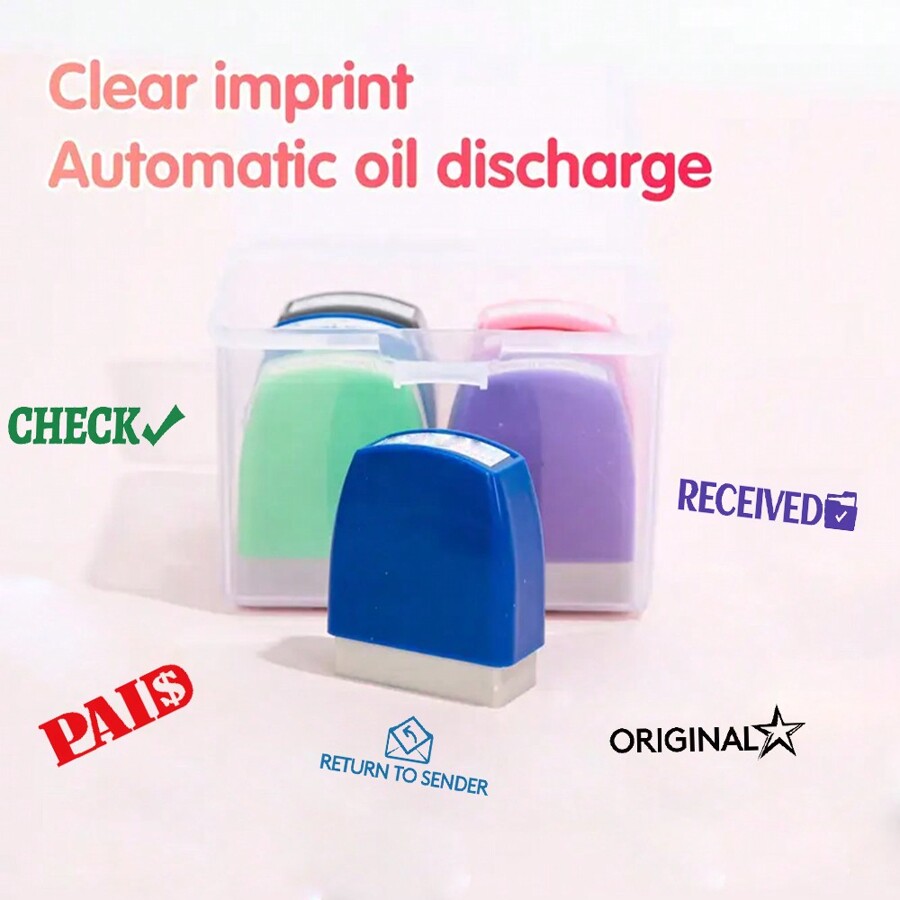 Self-Inking 8pcs Rubber Business Stamp Set With Plastic Tray And Spare ...