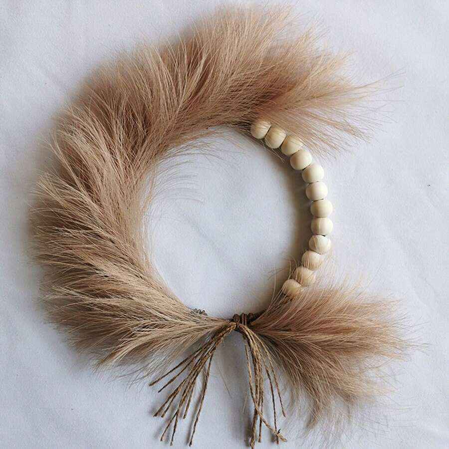 1PC Spring Summer Pascal Grass Reed Wood Bead Wreath Simulation Home ...