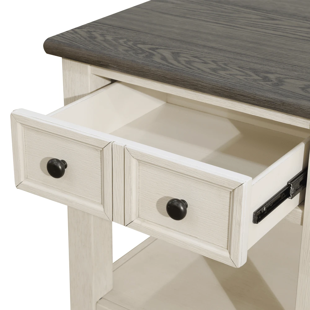 Dark Grey MDF Top And White Oak Drawer Living Room Storage Table ...