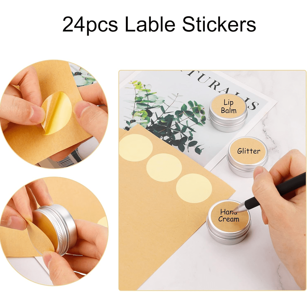 24Packs Aluminum Tin Cans With Screw Lid And Labels, 5ml Refillable ...