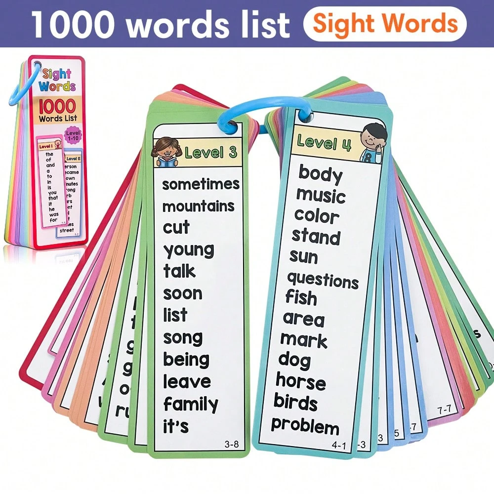 Tarjetas flash con las 1000 palabras de uso talla grande frecuente ...