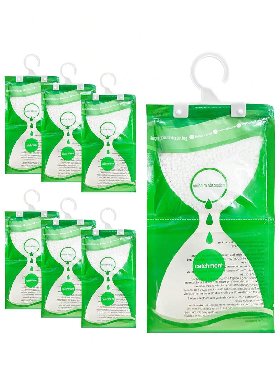 10-Pack Moisture Absorber, Hanging Wardrobe Dehumidifier Bags, Humidity ...