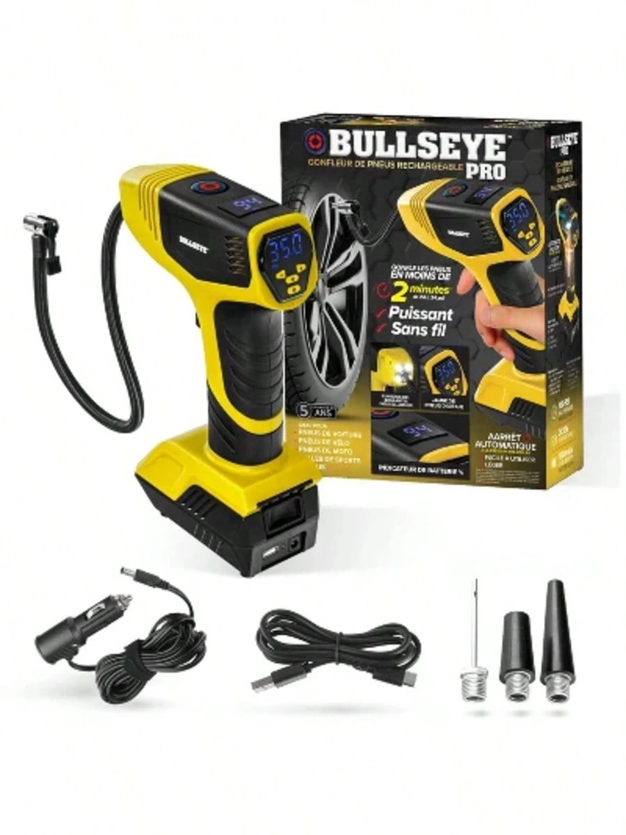 Bullseye Pro Portable Rechargeable Tire Inflator With Digital Pressure ...