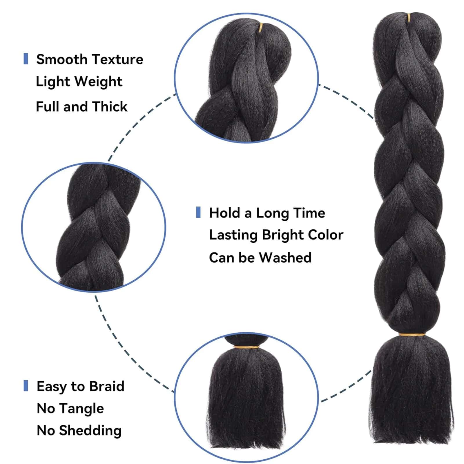 Synthetic Braiding Hair Pre Stretched Jumbo Braid Hair Extensions 24 ...