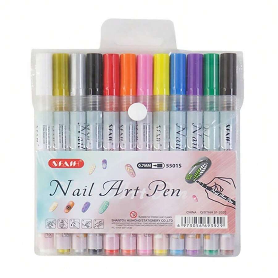 12-Color Nail Art Liner Pens, Acrylic Paint Markers, DIY Nail Painting Brushes For Cross-Border ...