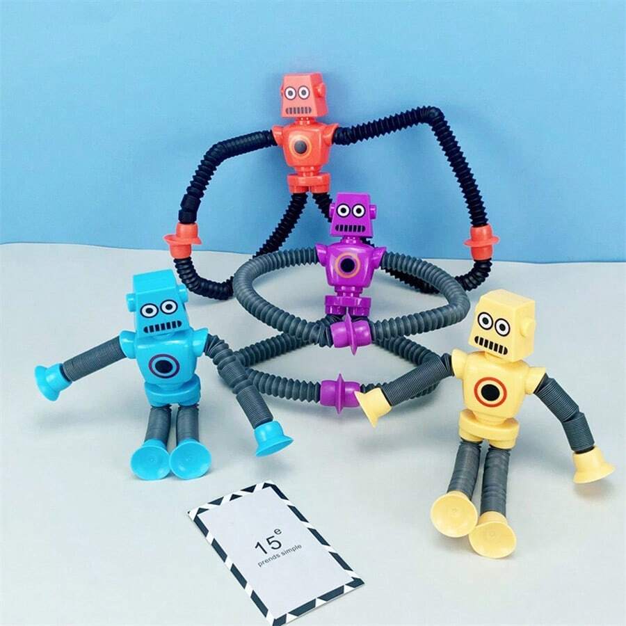 1Pc Children's Telescopic Suction Cup Robot Toys, Deformable Telescopic ...