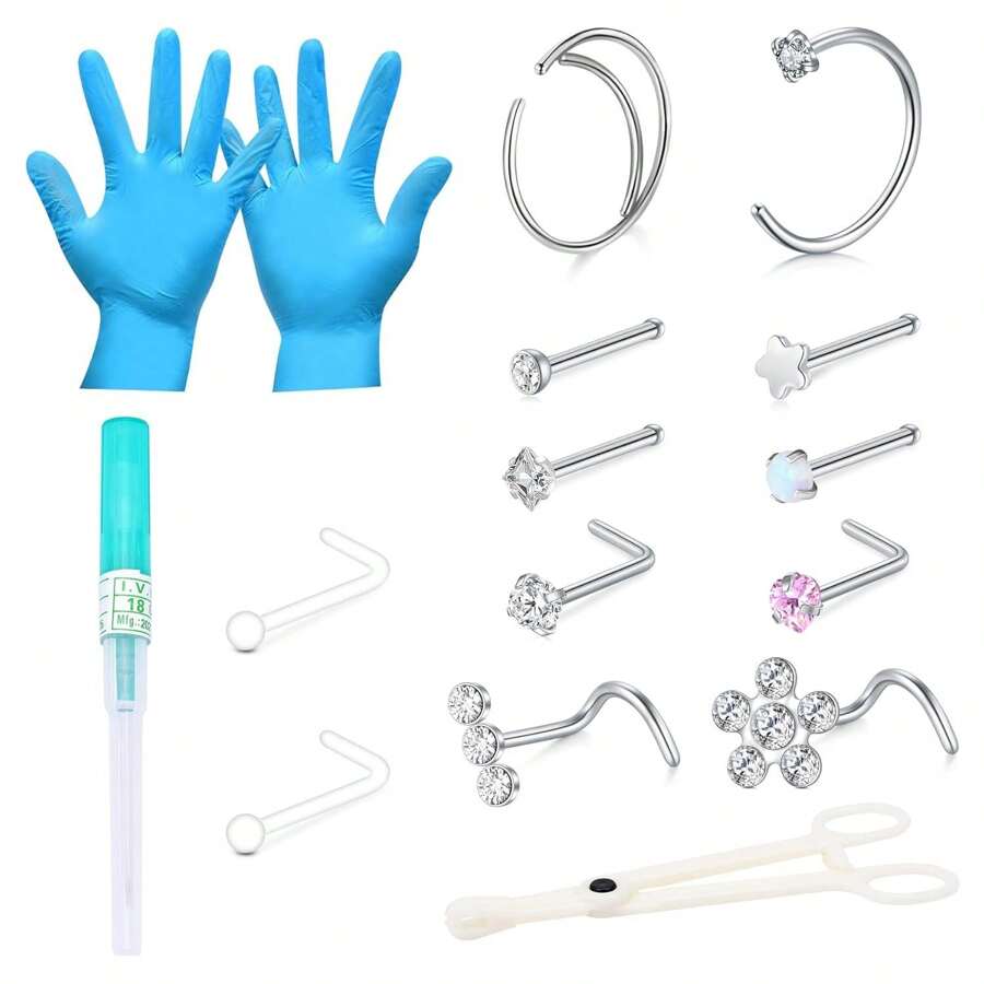 AVYRING Nose Piercing Kit Needles Nose Piercing Needle Kit Gold Nose ...