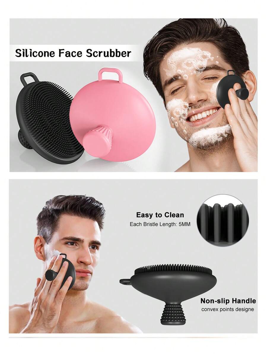 Mini Silicone Face Scrubber Exfoliator Brush, Manual Facial Cleansing ...