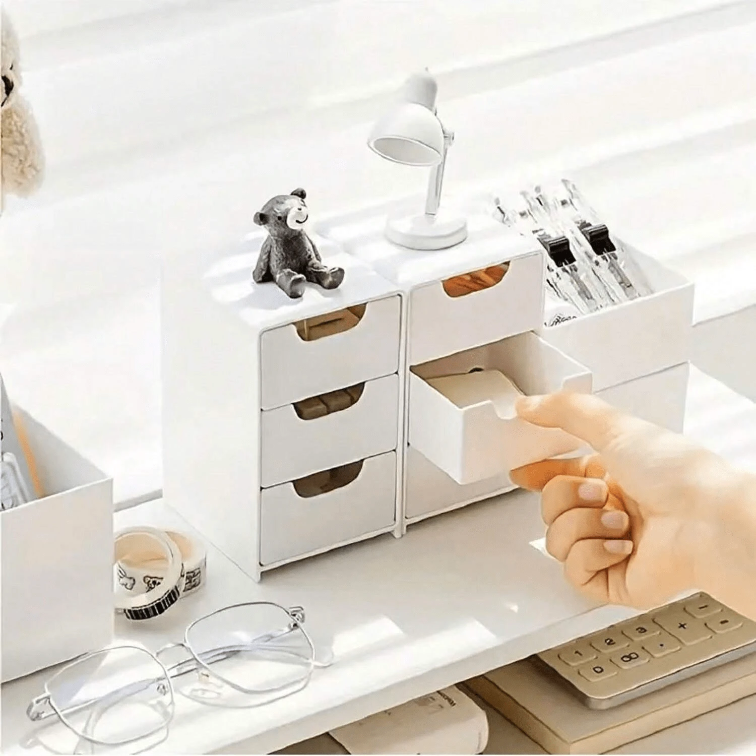 1pc Mini Desktop Storage Box With 3 Compartments, Jewelry, Lipstick ...