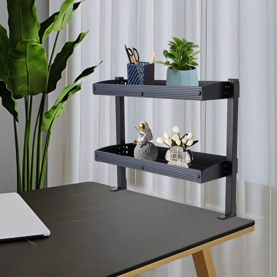 TFCFL Clamp-On Desk Shelf, Clip-On Desk Shelf, 2-Tier Shelving With ...