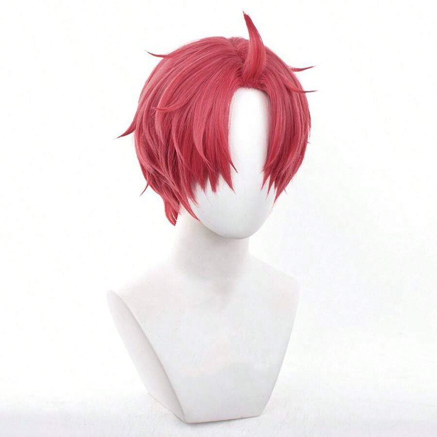 30cm Short Red Straight Dandadan Jiji Cosplay Jin Enjoji Wig Synthetic ...