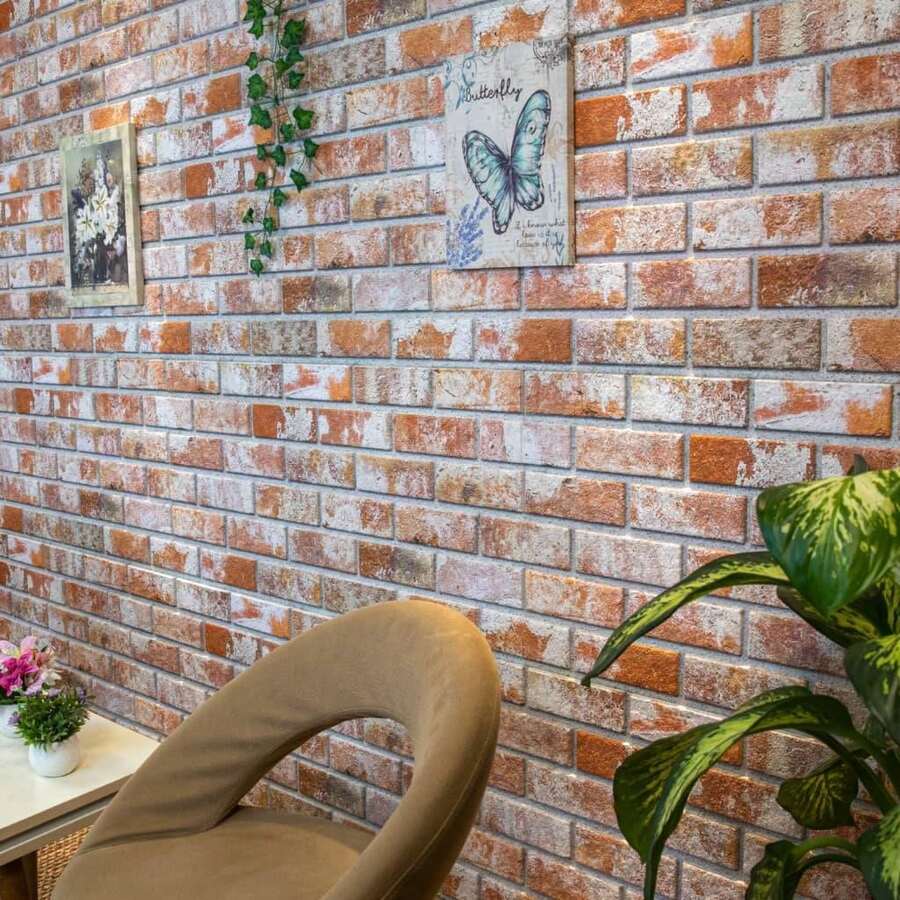 3D Red Brick Wall Panels Set Of 10 EPS Decorative Interior Wall ...