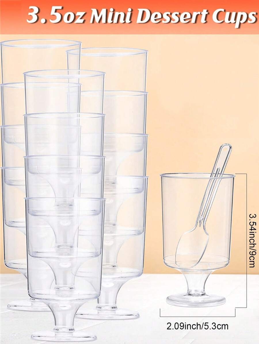 5/10/20pcs Transparent Plastic Dessert Cups, No Spoons, Sundae Cups ...