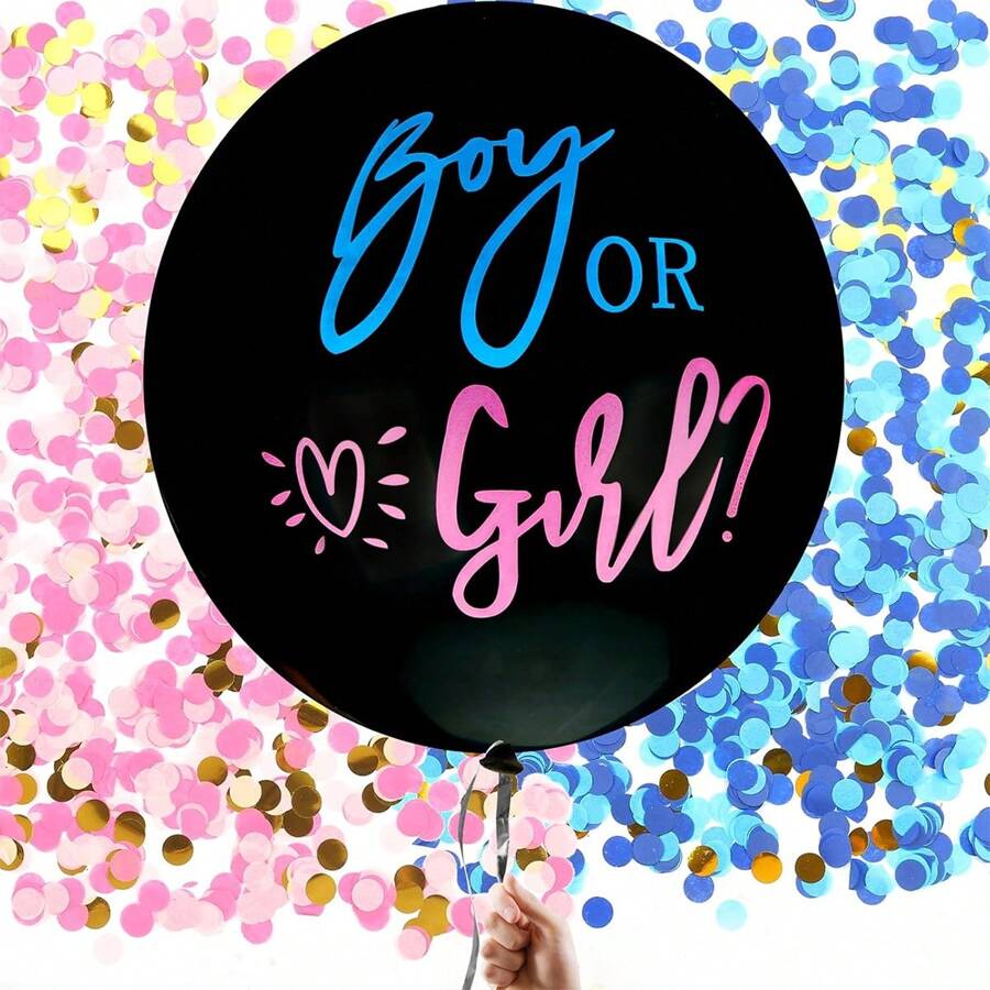 36-Inch Gender Reveal Blue/Pink Confetti Balloons, Decorative Gender ...