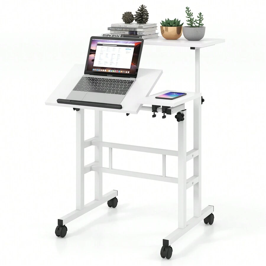 Homasis Adjustable Computer Desk Mobile Stand Up Desk Tilting ...