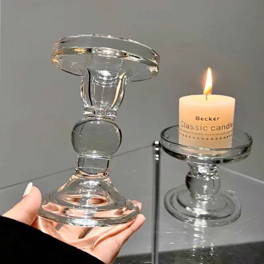 Portavelas de vidrio con diseño de columna romana de estilo francés ...