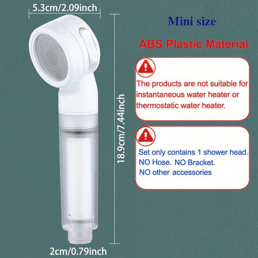 3-Mode Portable Water-Saving Pressurized Filtered Mini Shower Head, ACF ...