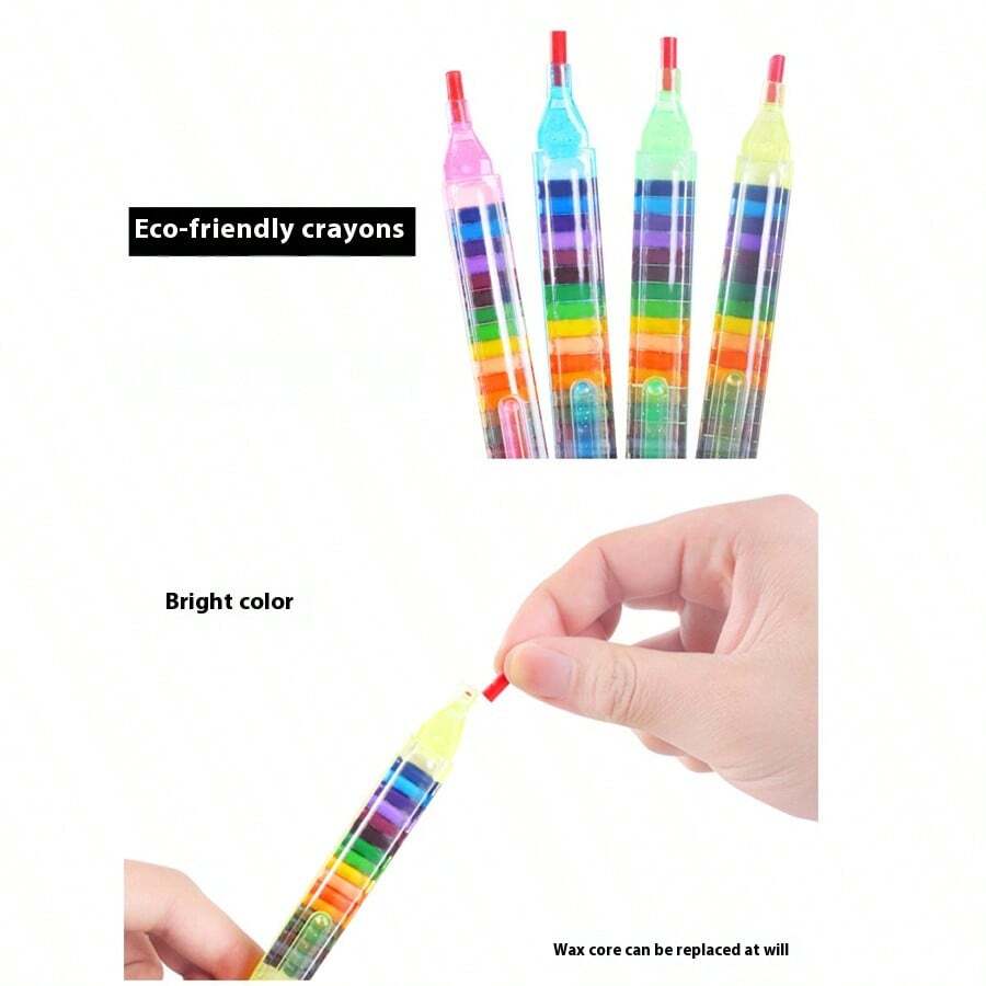 20 Colors Refillable Wax Crayon Oil Pastel Set, Washable Painting Brush ...