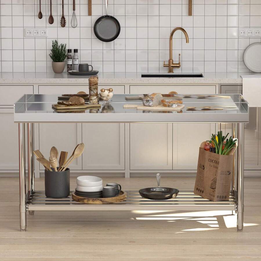 NANSTATA Stainless Steel Prep Table, 48 X 24 Inch Commercial Worktables ...