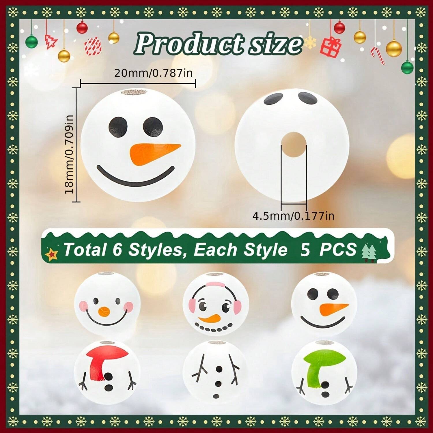 30pcs/Set Creative Wooden Snowman Bead Kits For Home Party Decor, With ...