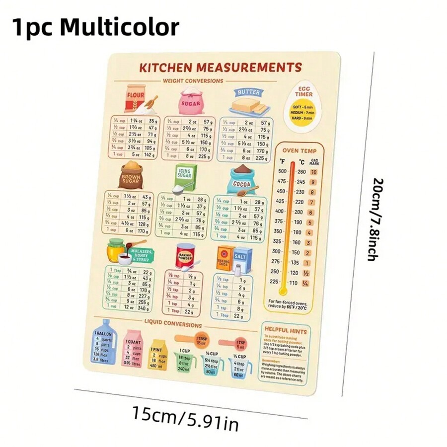 Easy-To-Use Kitchen Conversion Chart Magnet - Accurate Cooking & Baking ...