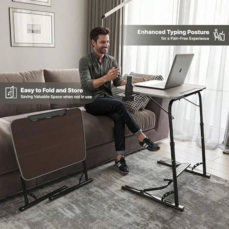 Folding Laptop Table Wooden Portable Computer Desk All-In-One ...