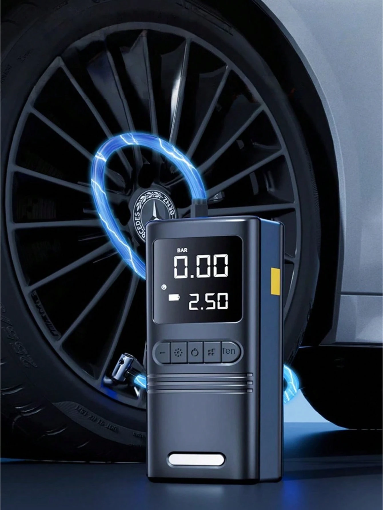 1 Tire Inflator Portable Air Compressor ,Air Pump With Car Battery Jump ...