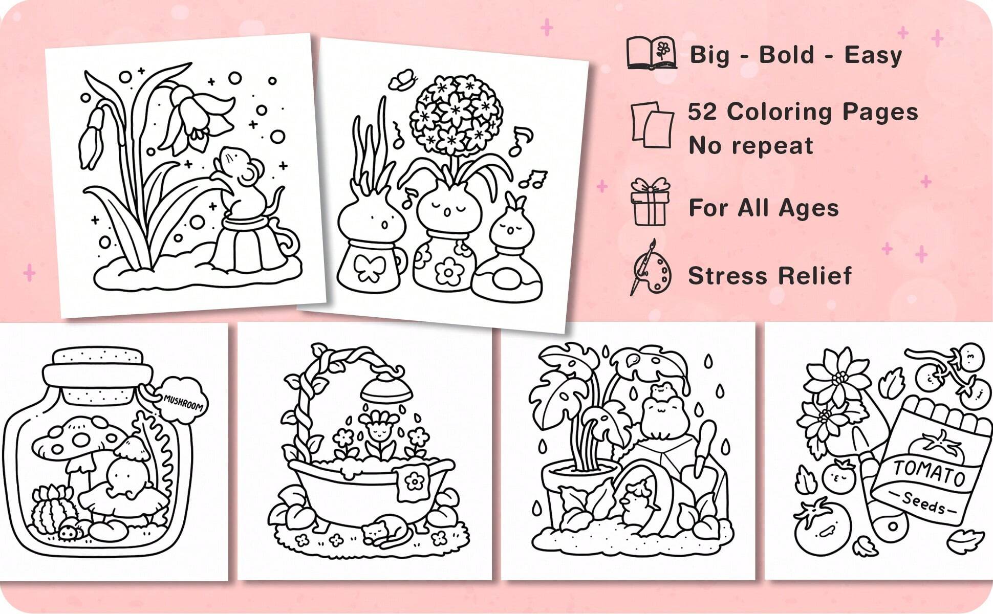 Into Gardens: Bold & Easy Coloring Book Featuring Plants, Flowers, And ...