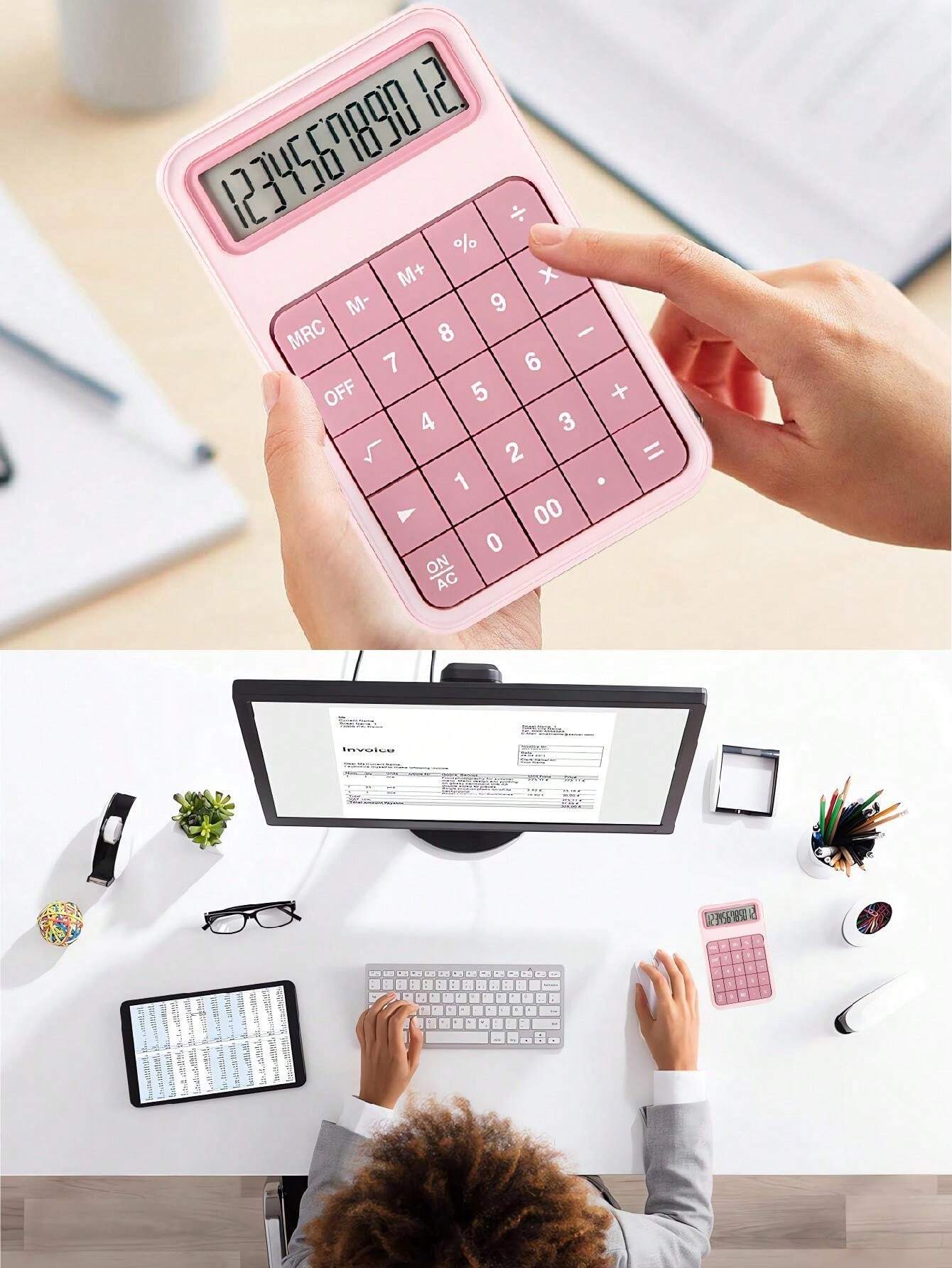 High-Precision 12-Bit Desktop Calculator - Large Display, Big Buttons ...